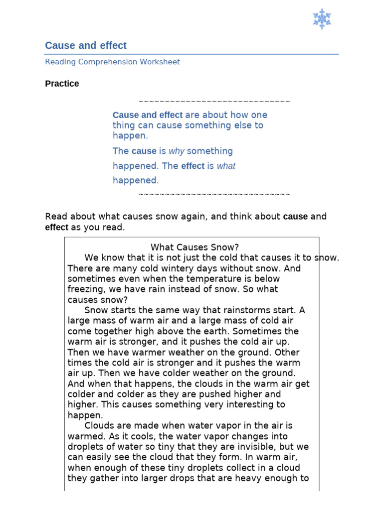 Grade 4 Cause Effect D | PDF | Atmosphere Of Earth | Snow