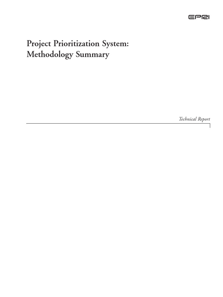 Epri Project Priorization | PDF | Reliability Engineering | Methodology
