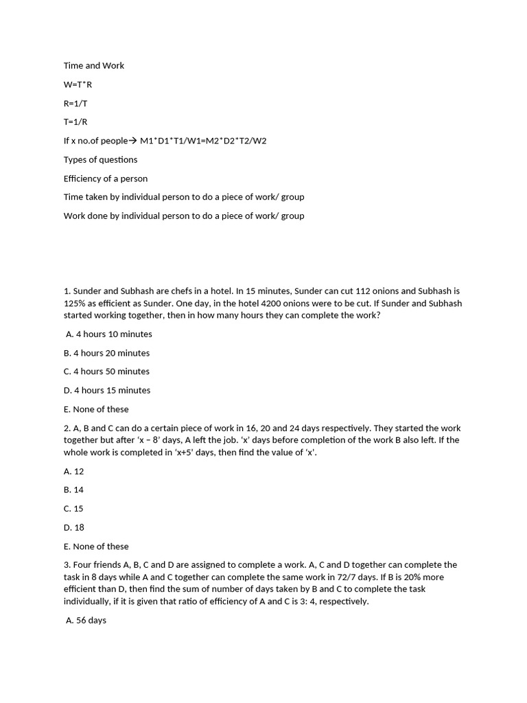Time and Work Problem Solutions | PDF | Chess | Chess Theory