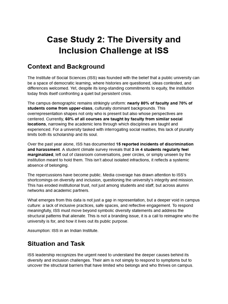 Case Study 2 - The Diversity and Inclusion Challenge at ISS | PDF ...