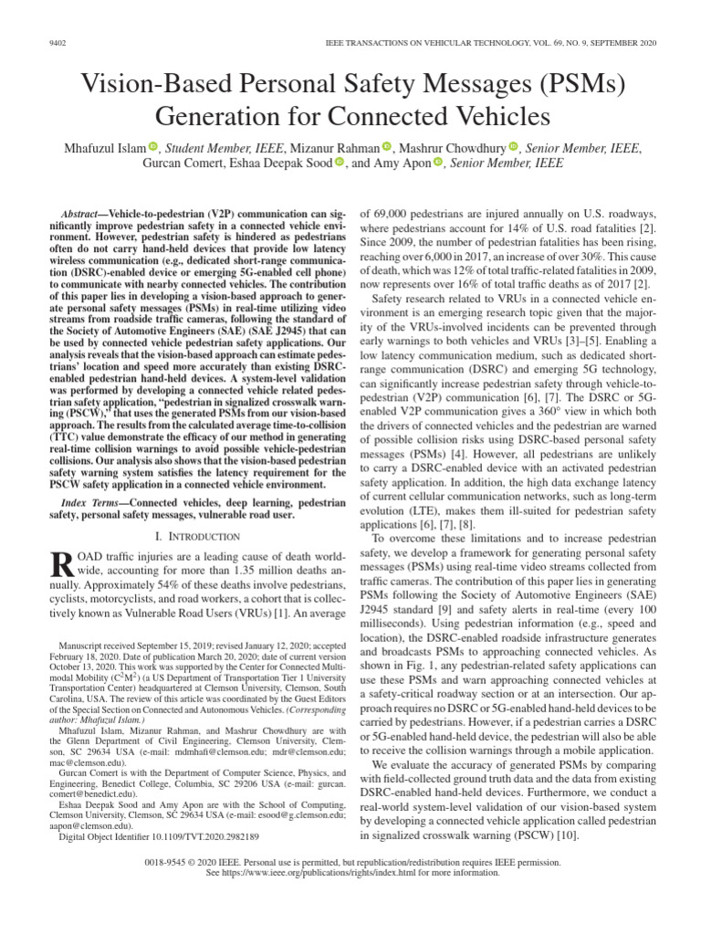 Vision-Based Personal Safety Messages PSMs Generation For Connected ...