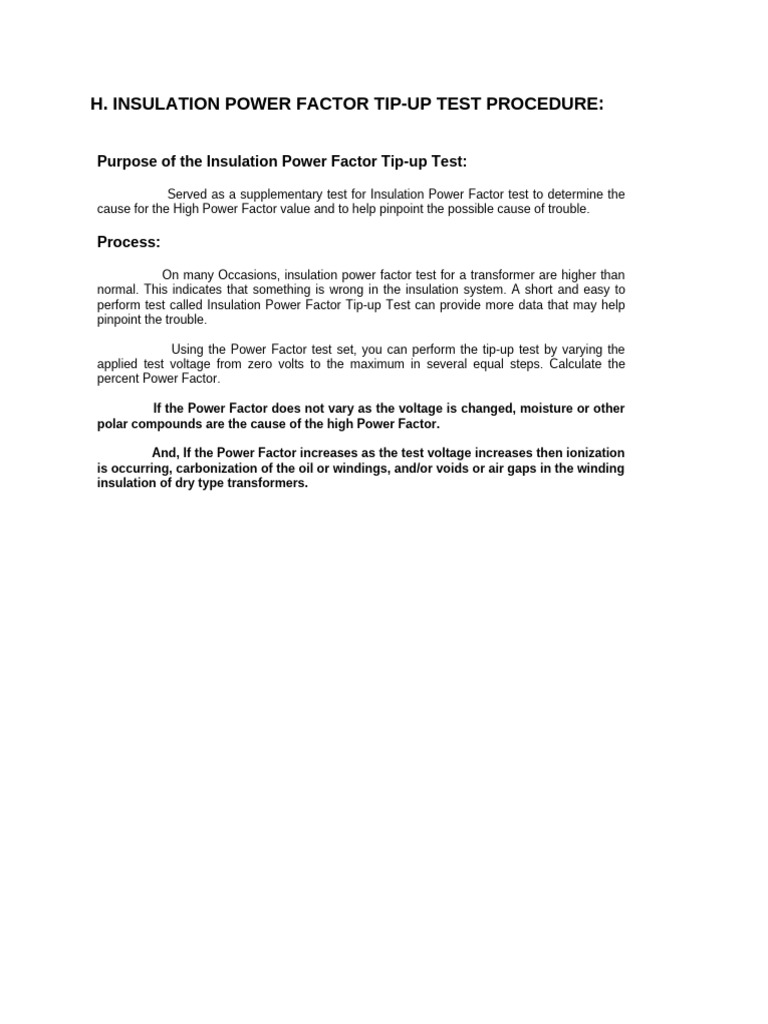 Insulation Power Factor Tip-Up Test Guide | PDF