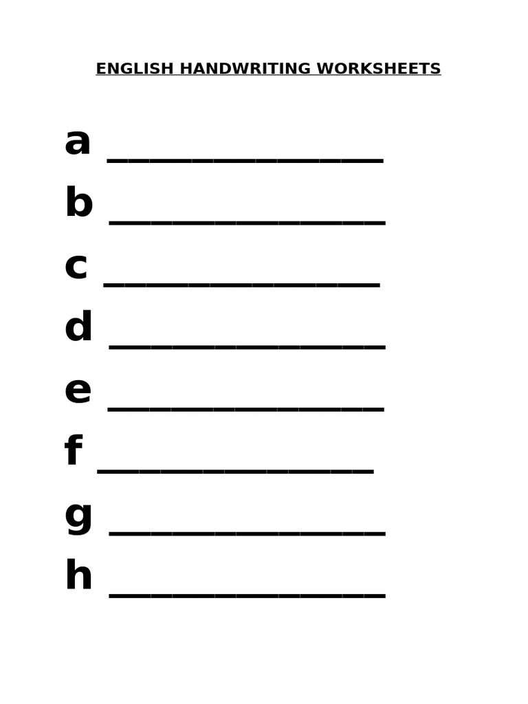 English Handwriting Worksheets | PDF