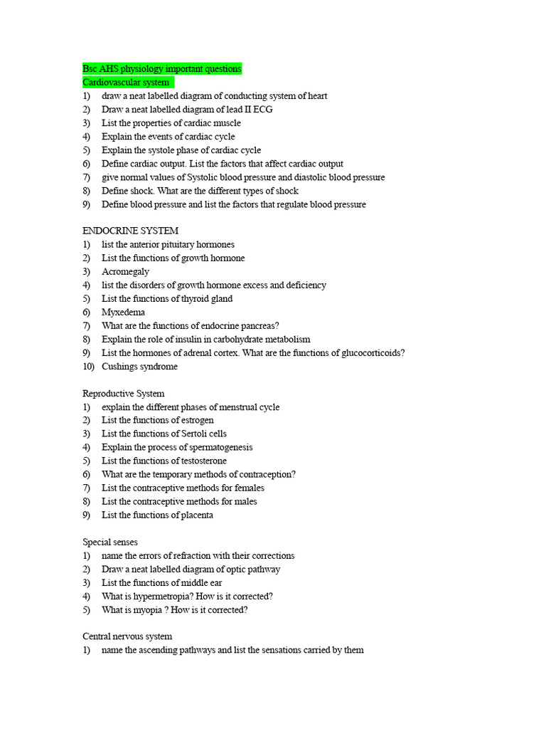 BSC AHS Physiol | PDF