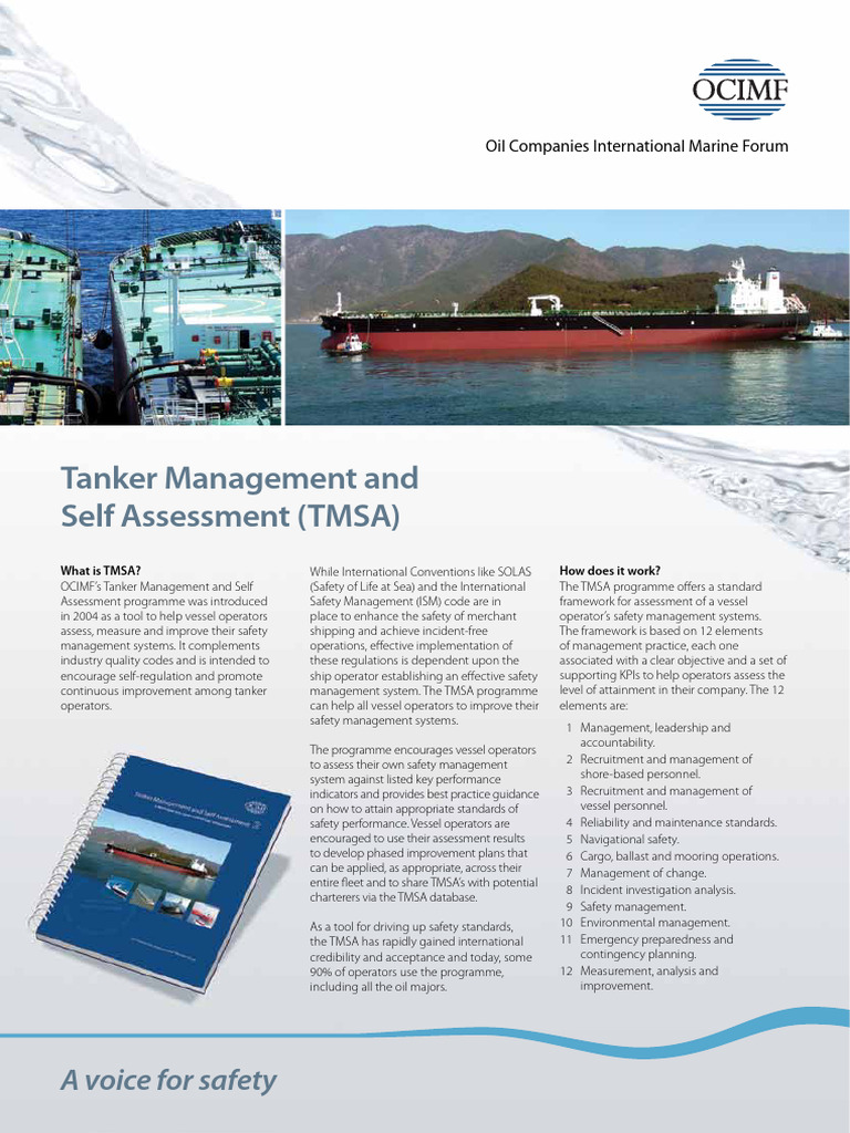 Tanker Management and Self Assessment (TMSA) | PDF | Oil Tanker | Safety