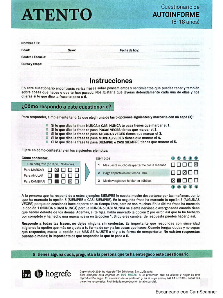ATENTO Autoinforme 8-18 Años | PDF