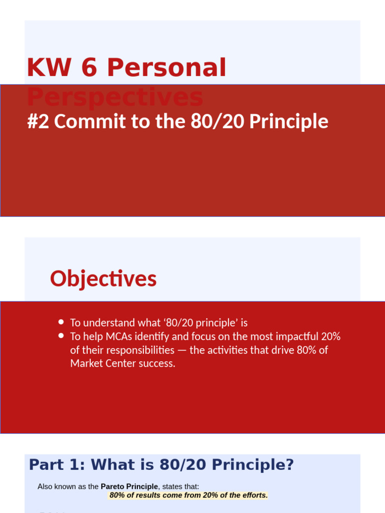 KW 6 Personal Perspectives - Step 2 Committing To The 80 - 20 | PDF