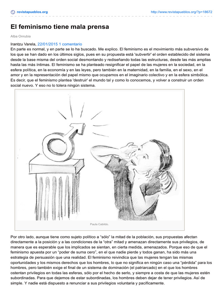 El feminismo y su mala prensa histórica | PDF | Feminismo | Estudios de ...