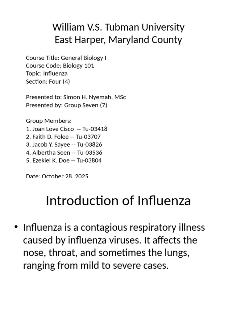 Influenza Presentation Group7 | PDF | Influenza | Infection