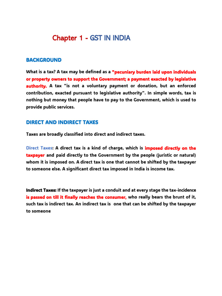 GST Chapter 1 | PDF | Value Added Tax | Taxes