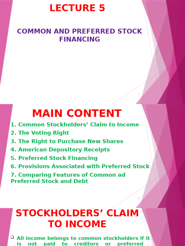 Common vs Preferred Stock Financing | PDF | Preferred Stock | Stocks