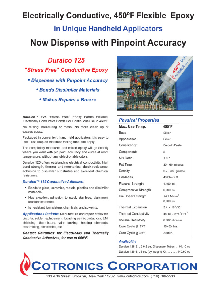 Duralco 125: Flexible Conductive Epoxy | PDF | Epoxy | Electrical ...