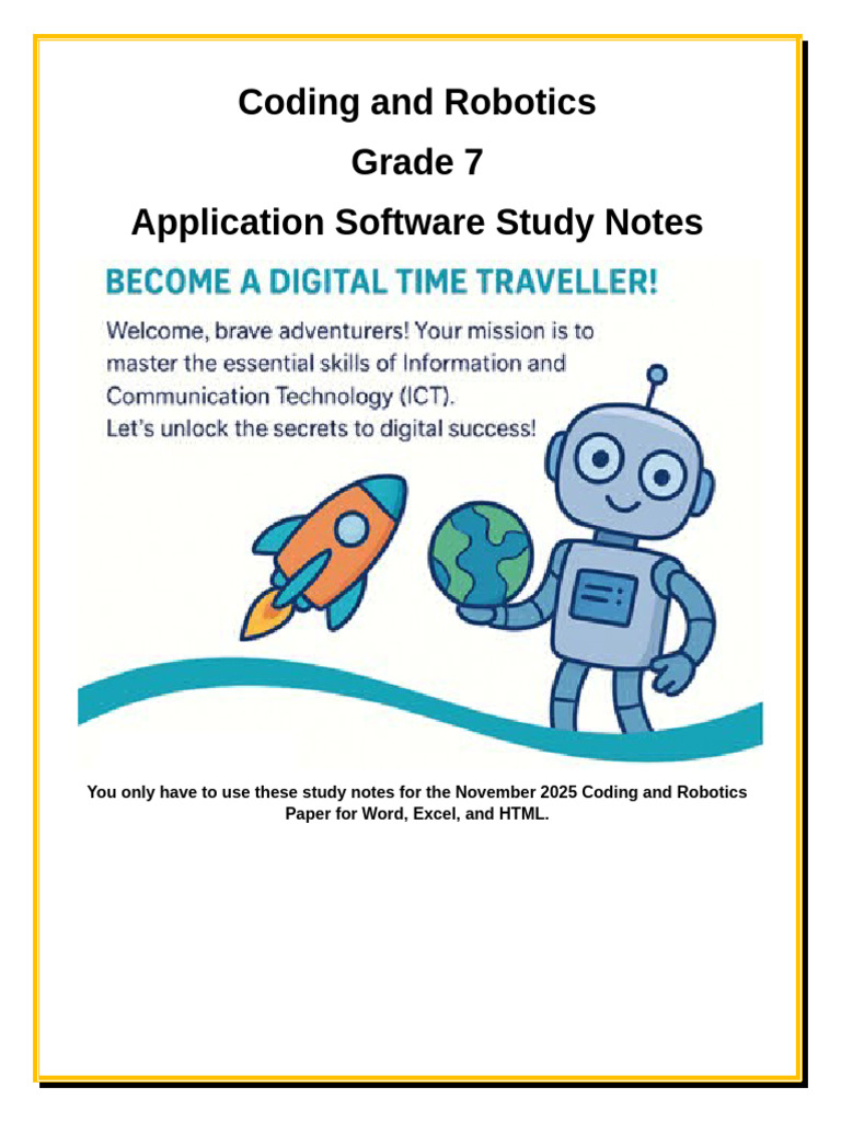 Grade 7 Coding & Robotics Study Notes | PDF | Html | Numbers