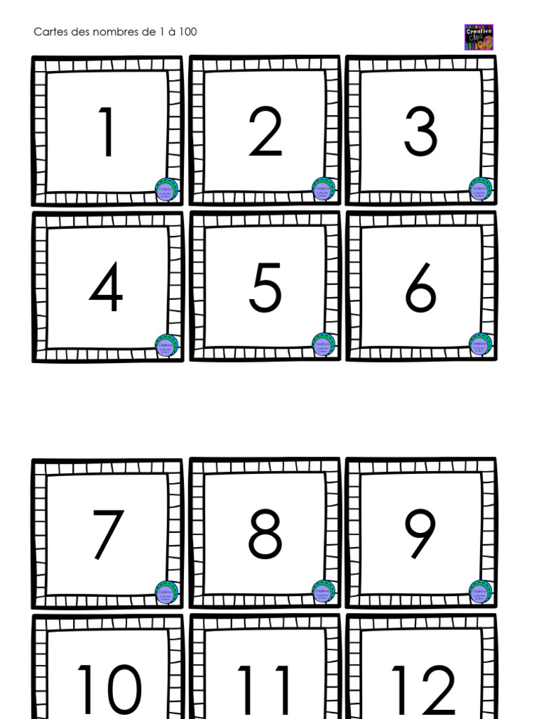 Cartes des nombres de 1 à 100 | PDF