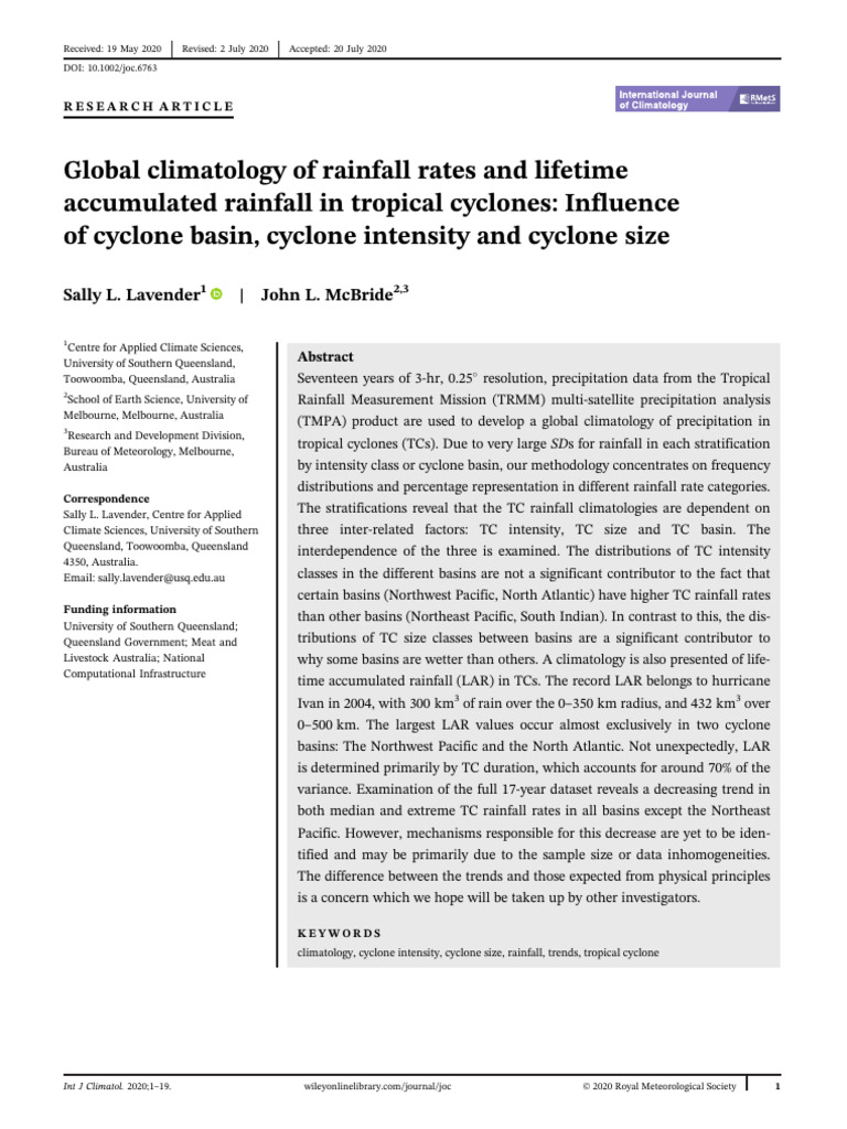 Global Climatology of Rainfall Rates and Lifetime Accumulated Rainfall ...