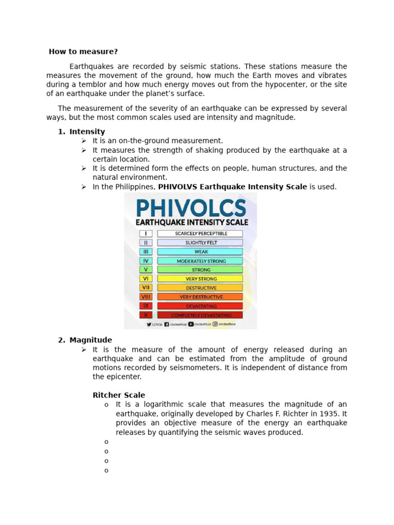 Measuring Earthquake Intensity and Magnitude | PDF | Moment Magnitude ...