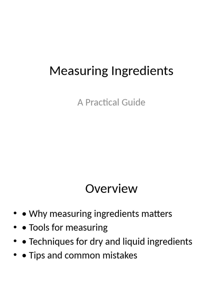 Measuring Ingredients Presentation | PDF