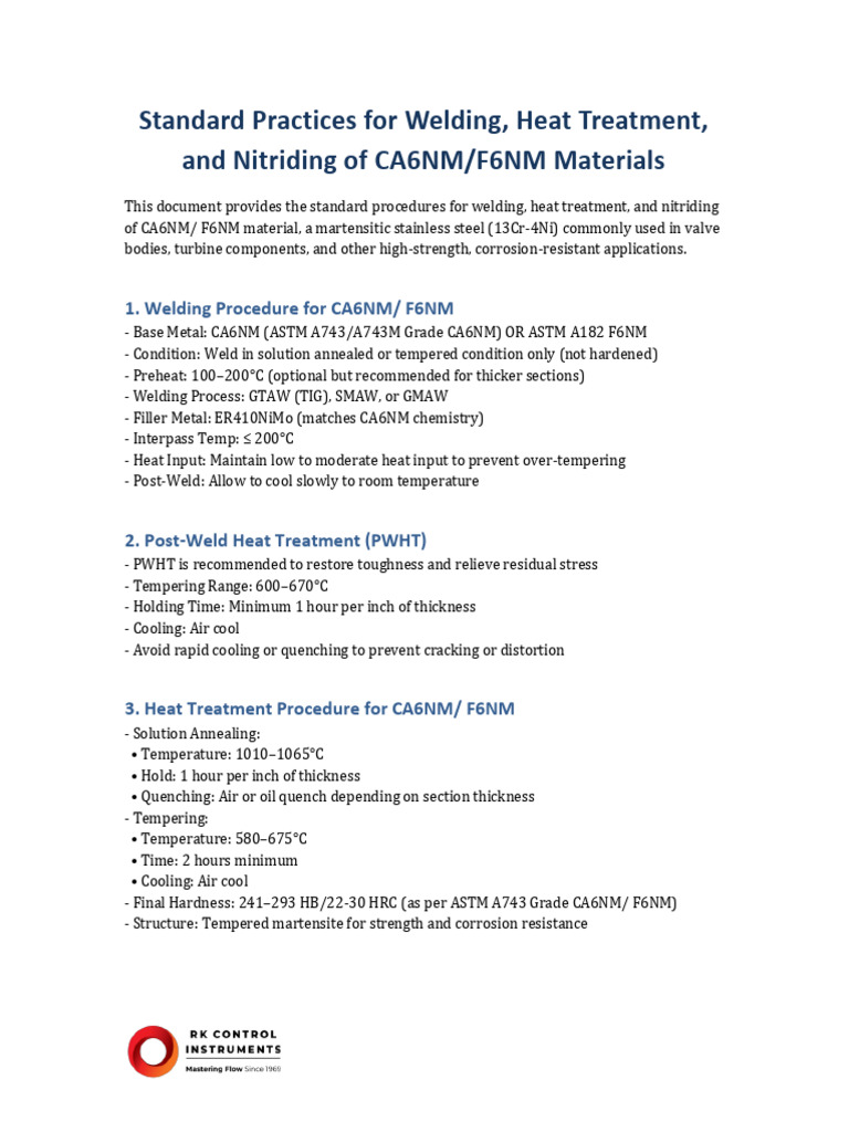 Welding and Heat Treatment of CA6NM/F6NM | PDF