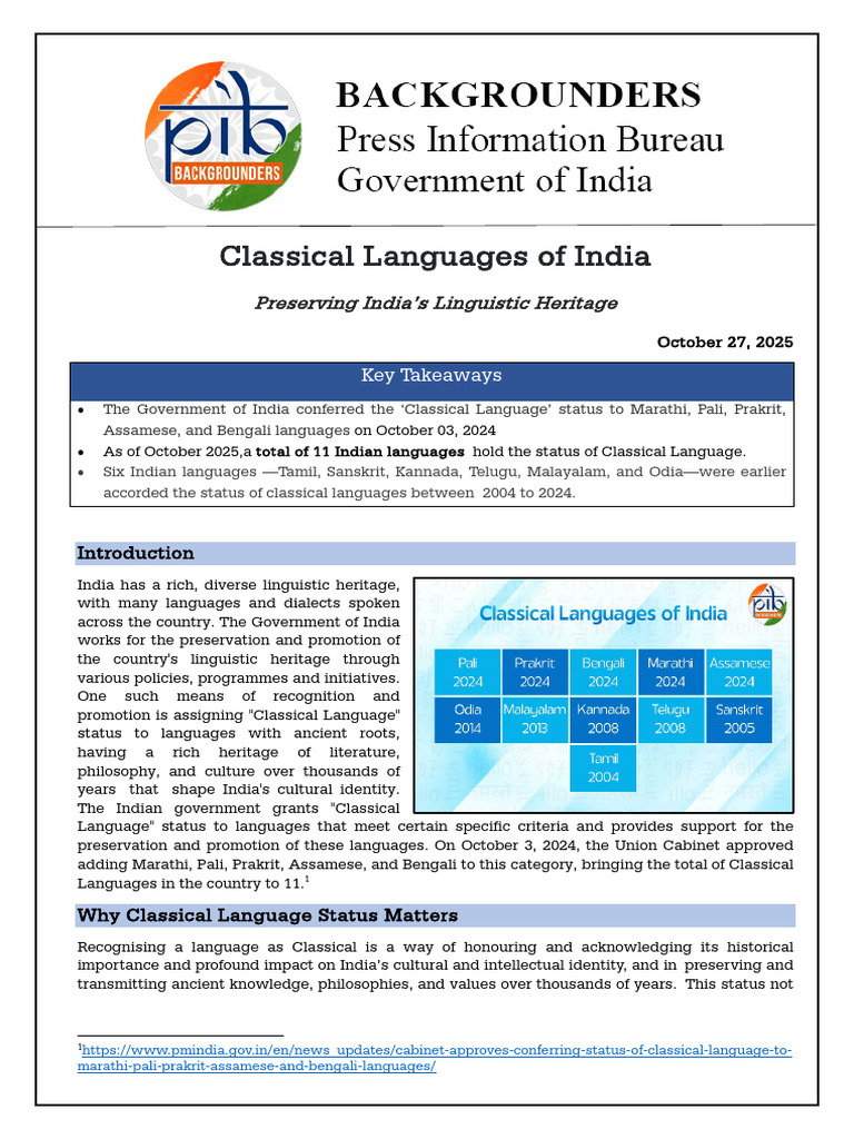 Classical Languages of India: Preserving India's Linguistic Heritage ...