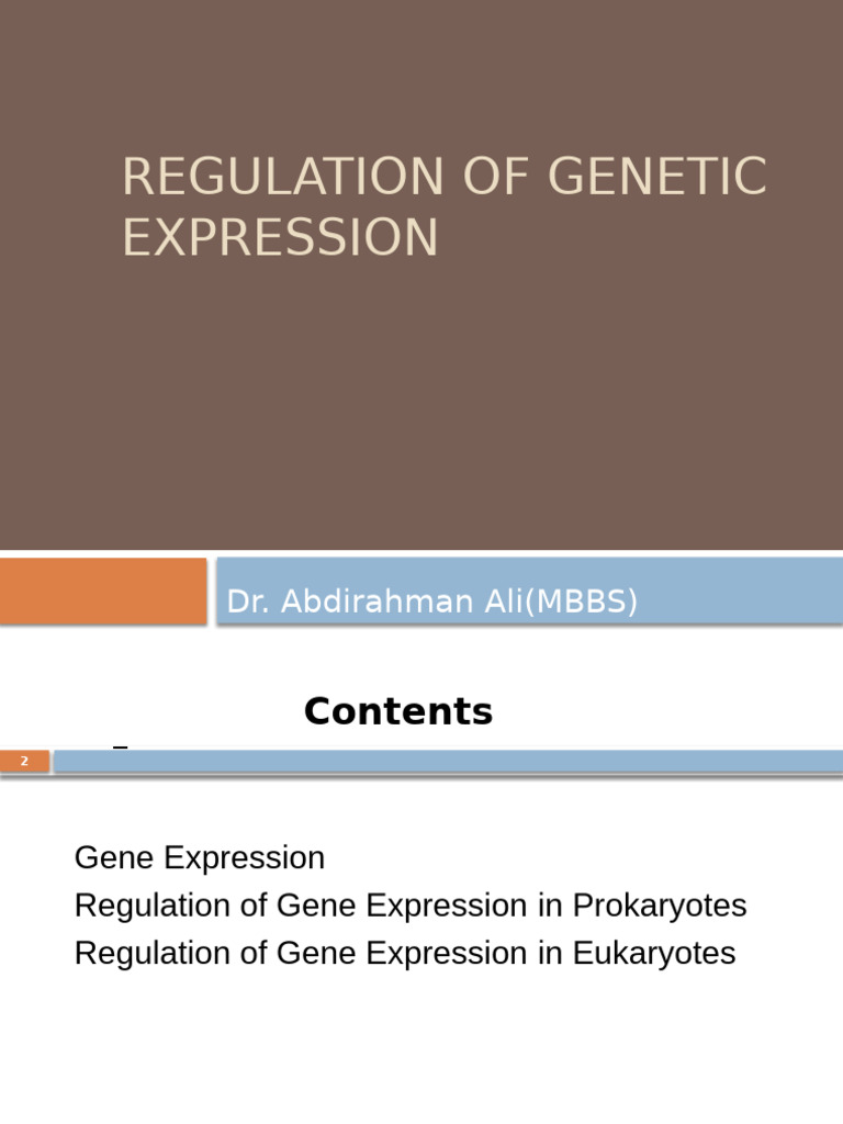 Regulation of Genetic Expression | PDF | Operon | Gene