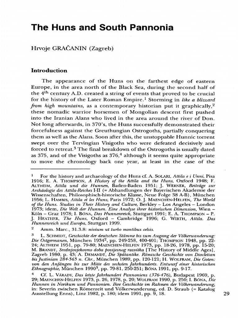Huns and South Pannonia | PDF