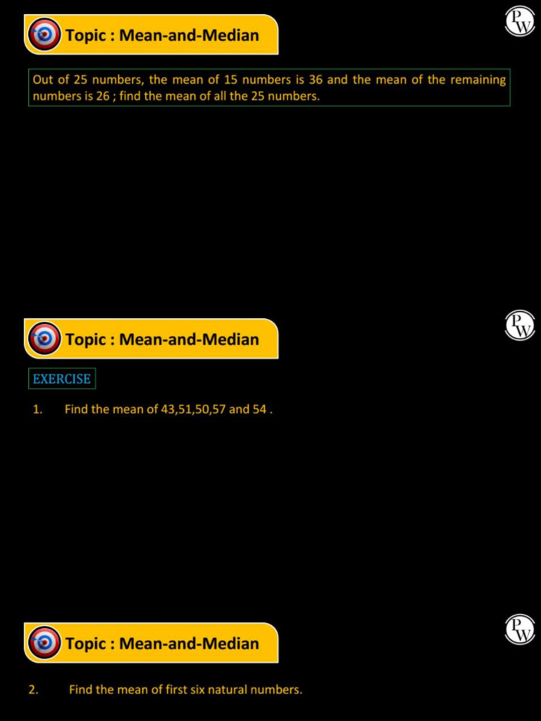 Mean and Median For Ungrouped Data Only - 01 - Class Notes - 14-NF101WI ...