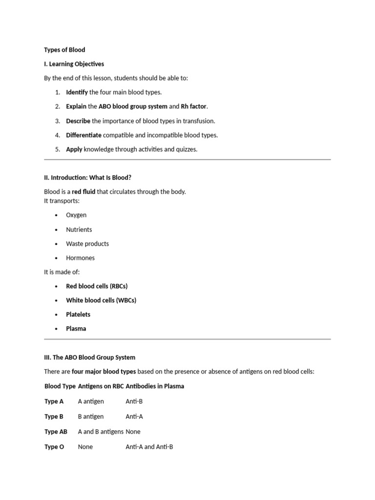 Types of Blood | PDF | Blood Type | Clinical Pathology