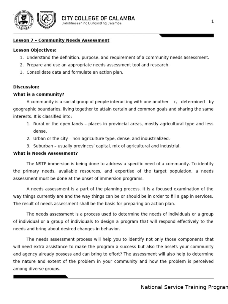 Community Needs Assessment Guide | PDF | Community | Information