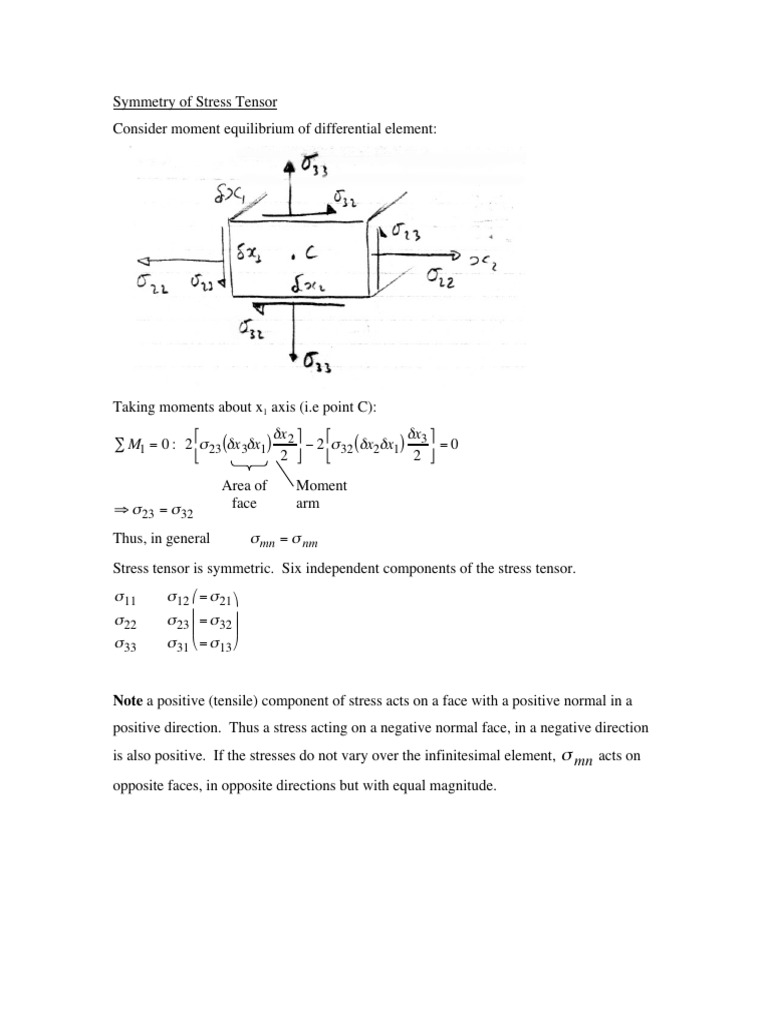 Symmetric Stress Tensor Analysis | PDF | Stress (Mechanics) | Physical ...