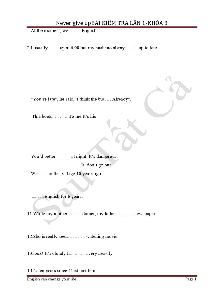 English Test for Level 3 Students | PDF