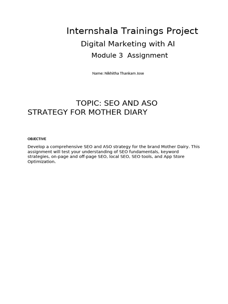 Internshala Trainings Project | PDF | Search Engine Optimization | Dairy
