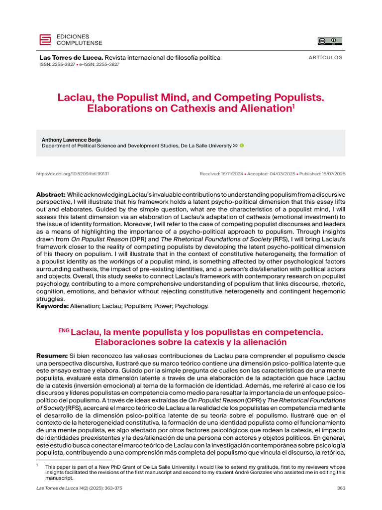 Laclau's Populist Mind and Identity Dynamics | PDF | Populism ...