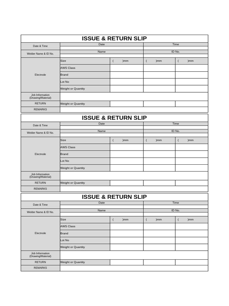 Issue & Return Slip | PDF