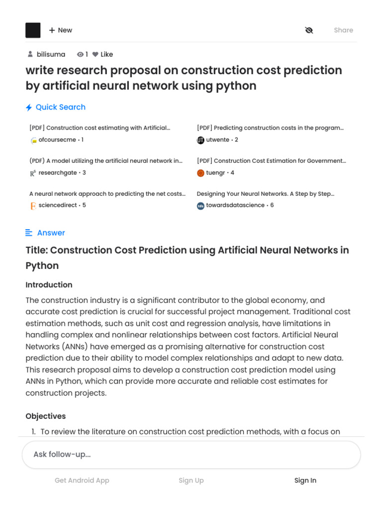 Write Research Proposal On Construction Cost Prediction by Artificial ...