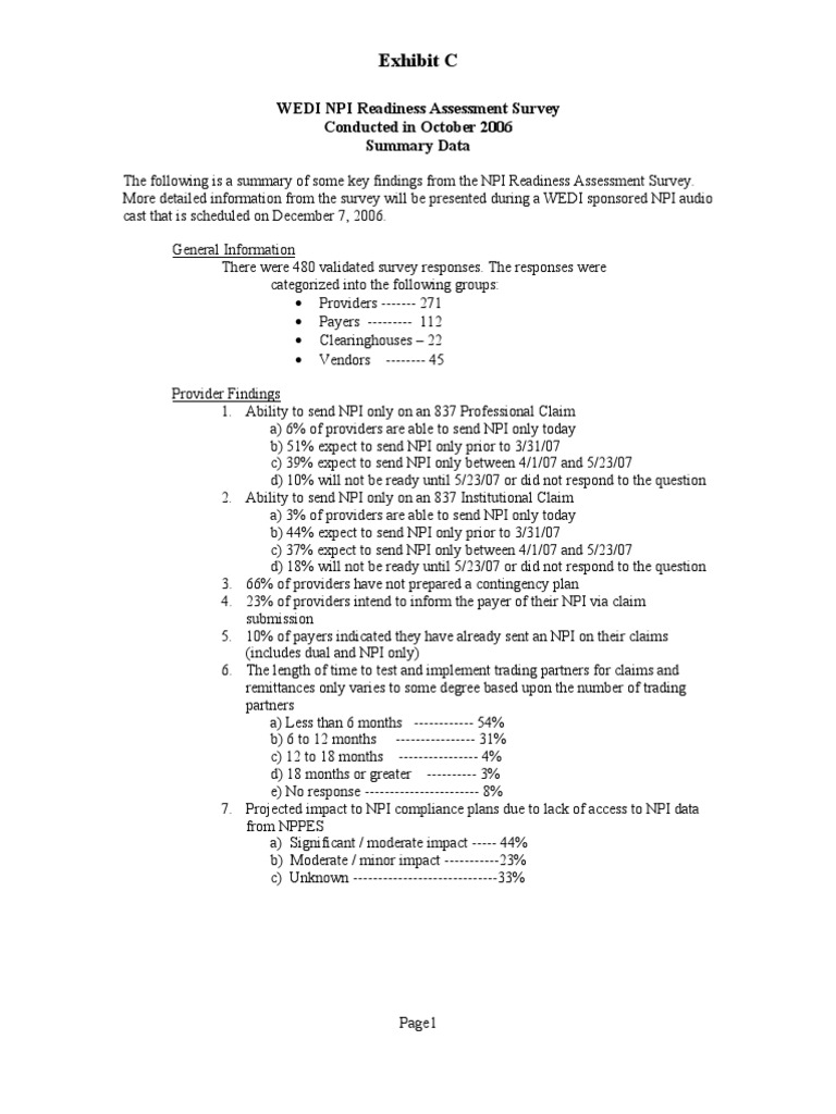 NPI Readiness Assessment Findings | PDF | Business