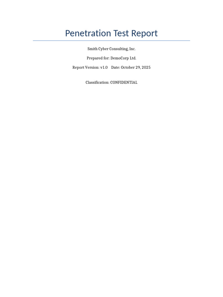 Smith Cyber Consulting Penetration Test Report DemoCorp | PDF ...