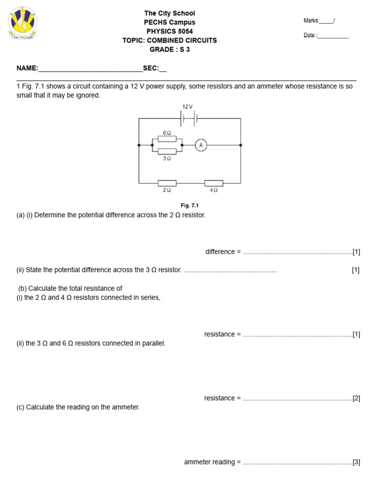 Review Assessment Combined Circuits | PDF | Series And Parallel ...