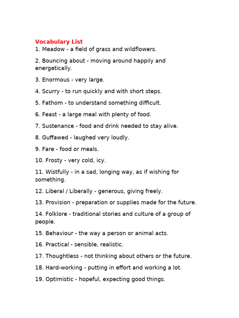 Vocabulary and Fable Writing Guide | PDF