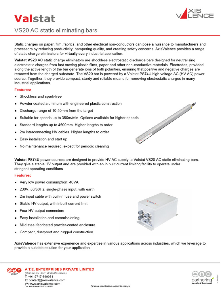 Valstat VS20 AC Static Charge Eliminating Bars V5 10052024 1 | PDF ...