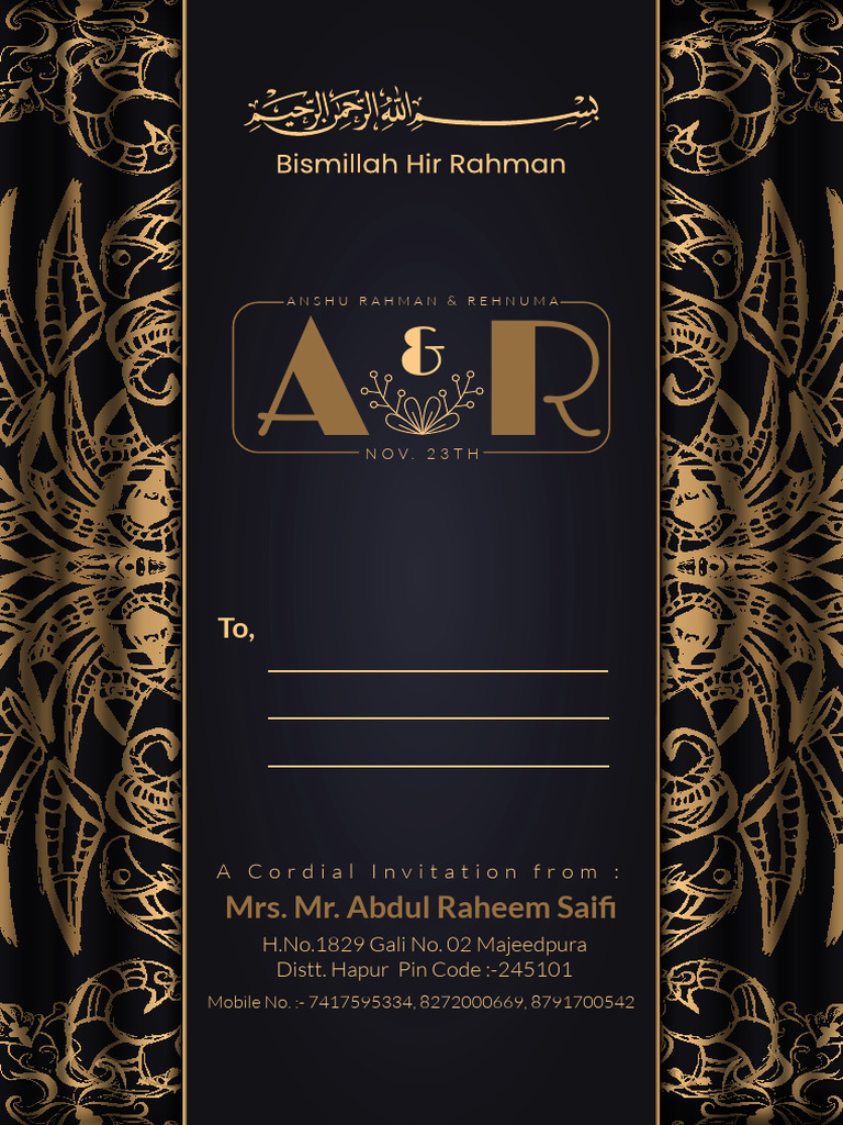 Anshu Rahman Weds Rehnuma Wedding Card | PDF