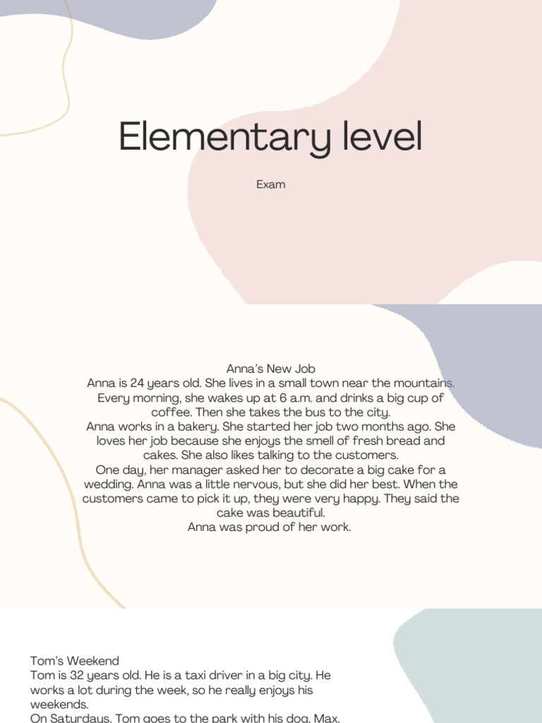 Elementary Level Exam | PDF
