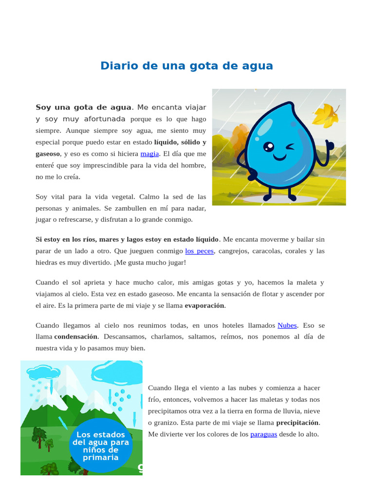 Diario de Una Gota de Agua C y T | PDF | Agua | Nieve