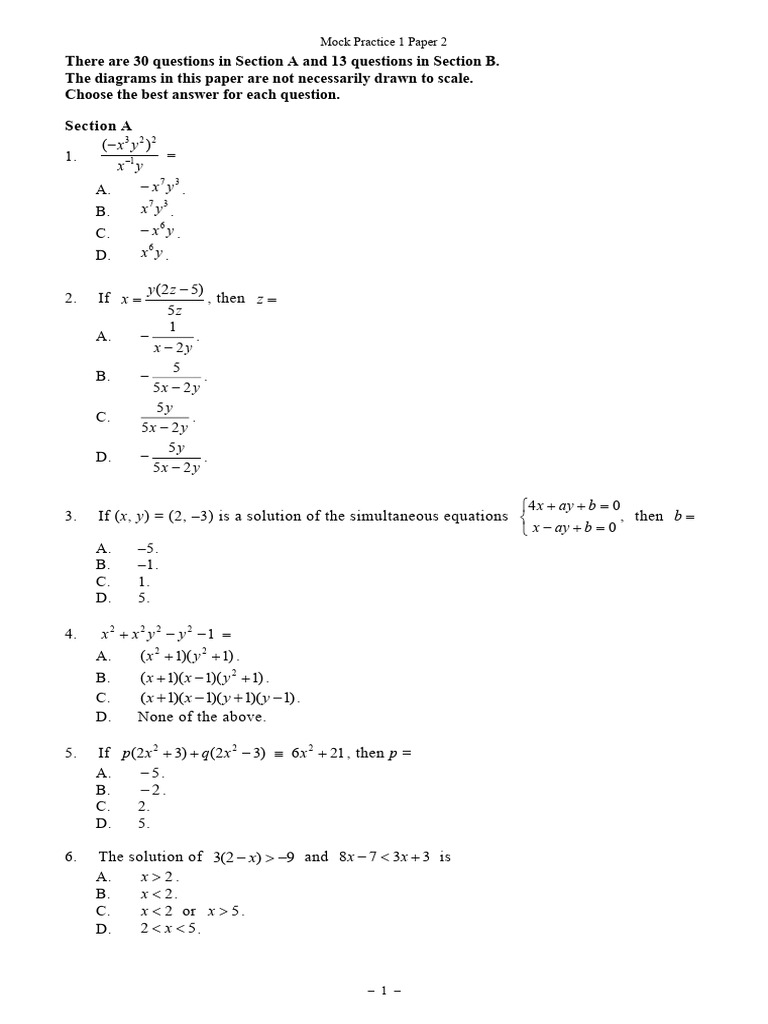 Mock Practice Paper 2: 43 Math Questions | PDF | Circle | Sphere