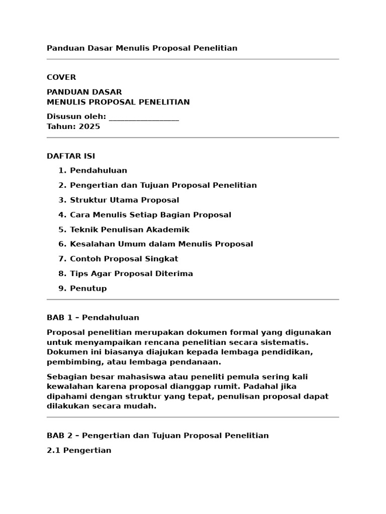 Panduan Dasar Menulis Proposal Penelitian | PDF