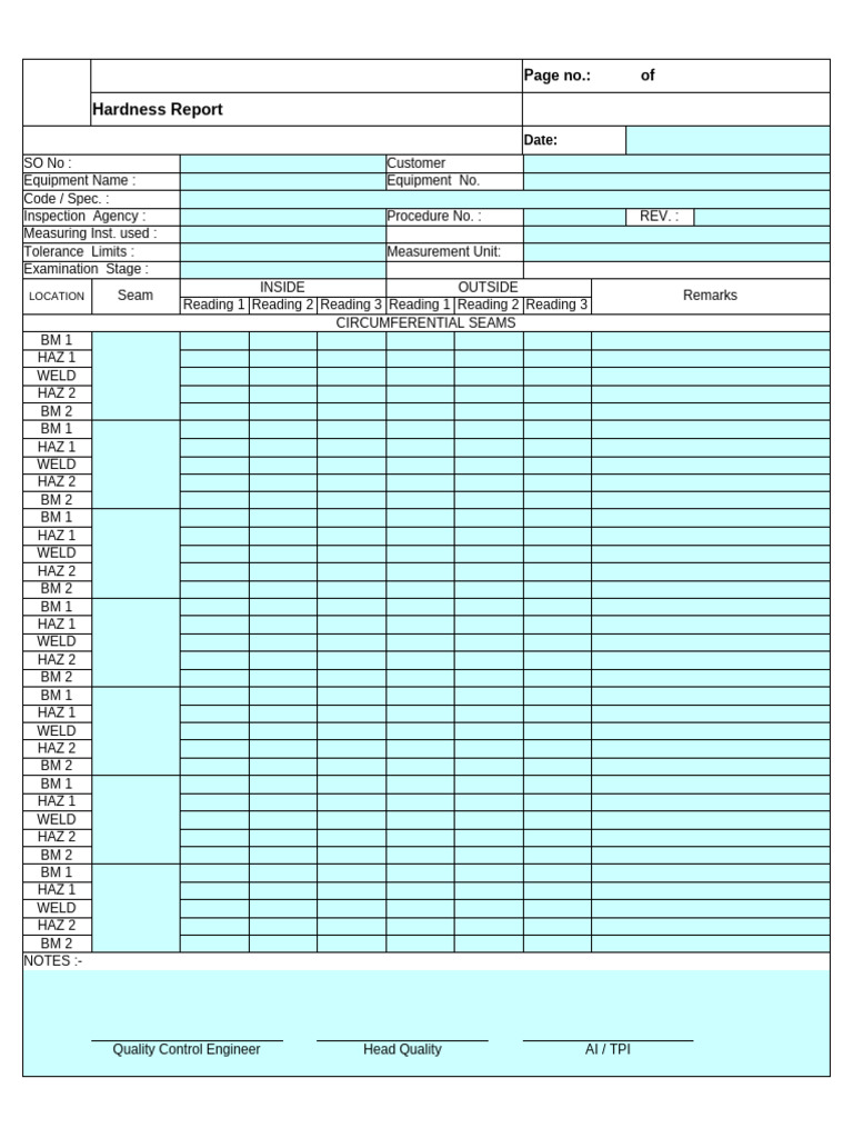 Hardness Test Format | PDF