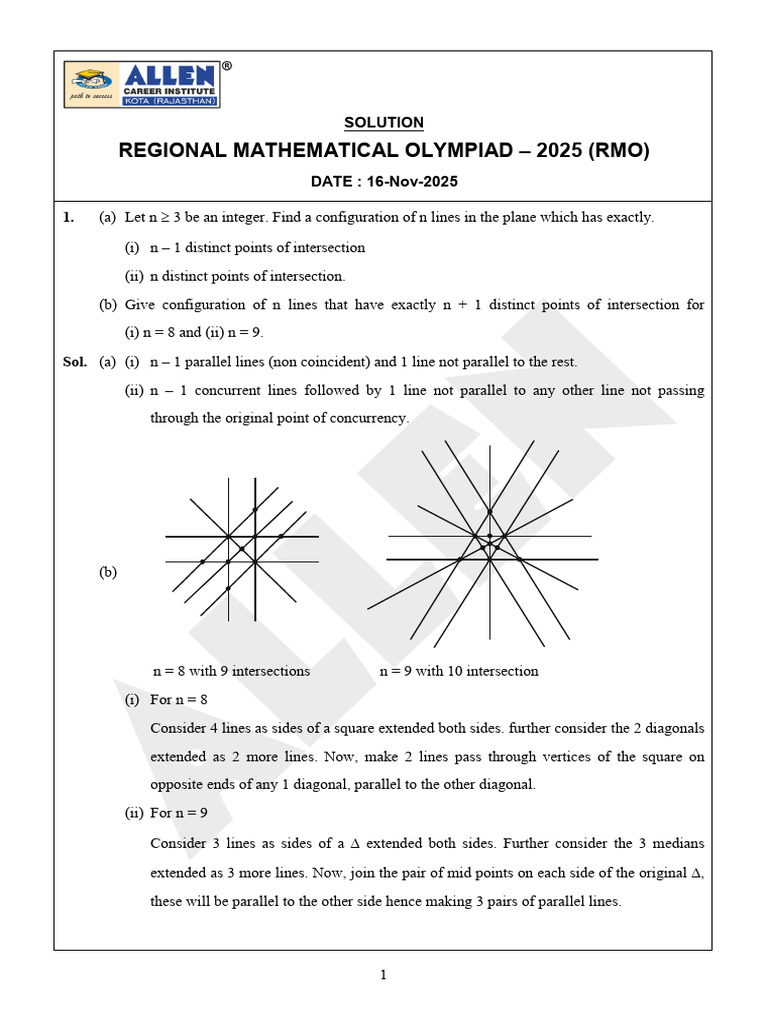 RMO 2025 Solutions: Geometry & Algebra | PDF | Mathematical Objects ...