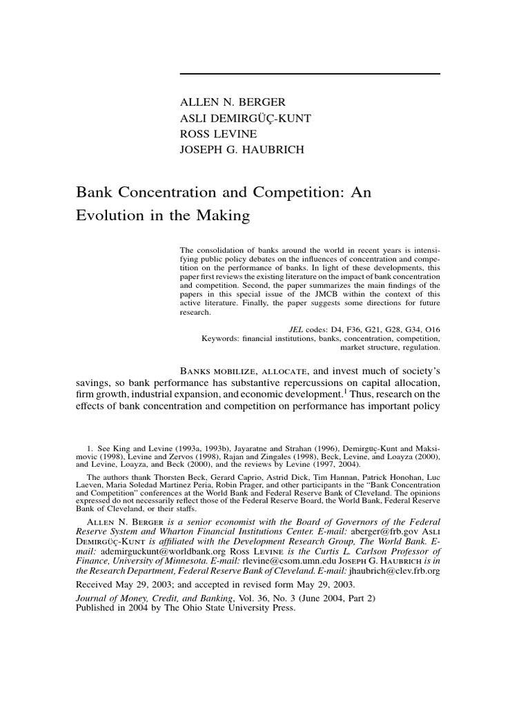 Bank Concentration and Competition | PDF | Banks | Competition