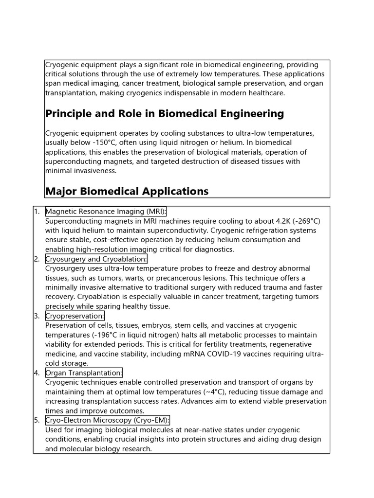 Cryogenic Equipment Plays A Significant Role in Biomedical Engineering ...