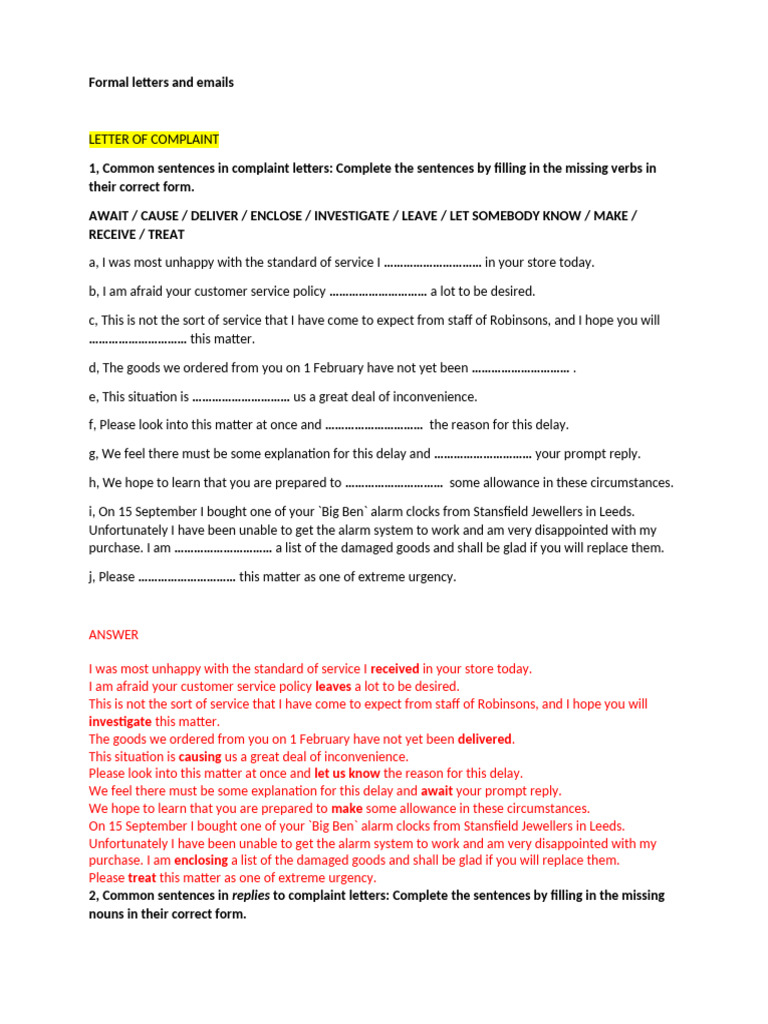 Writing Effective Complaint Letters | PDF