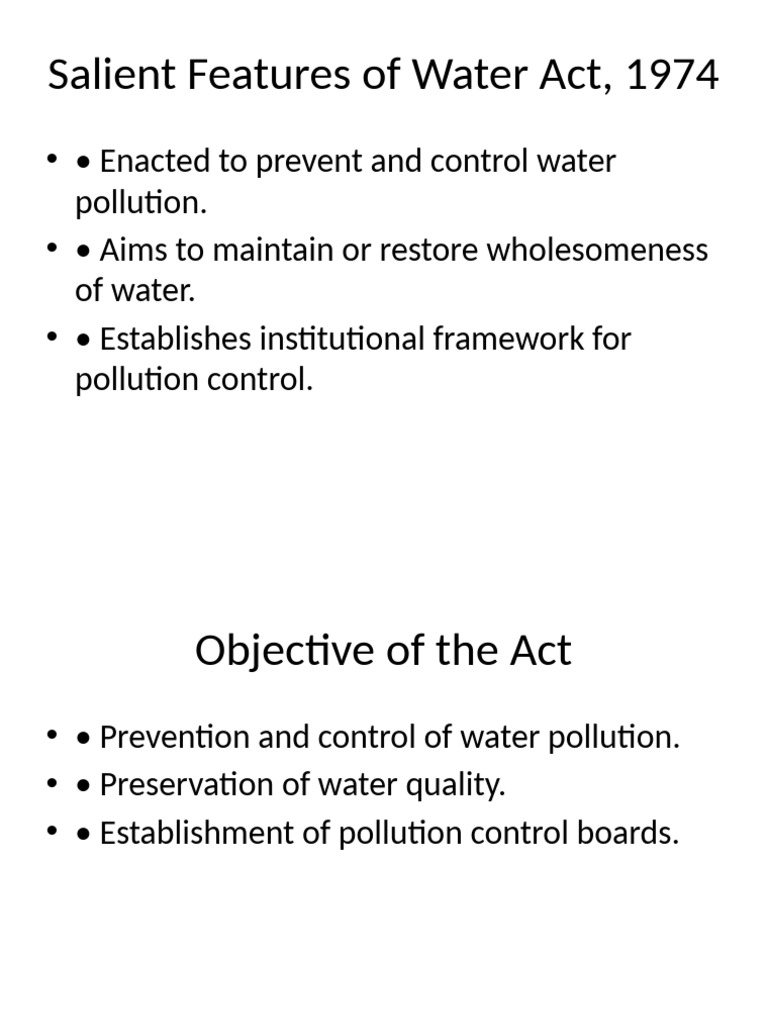 Water Act 1974: Key Features & Impact | PDF